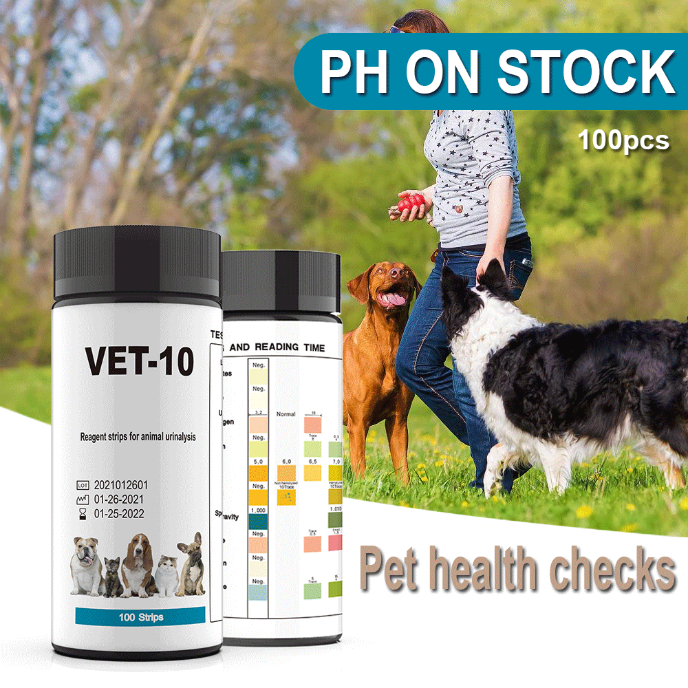 PH ON STOCK Pet Urine Testing Strips 10 in 1 Dog Cat Vet Urine Test For ...