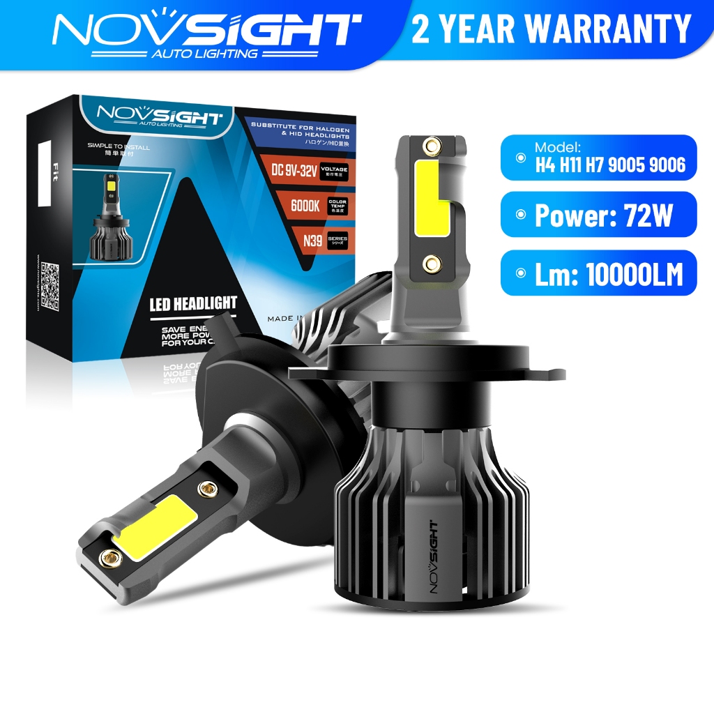Novsight N39 H4 H11 9005 Car LED Headlight 6000K White Light 9006 h7 h1 ...