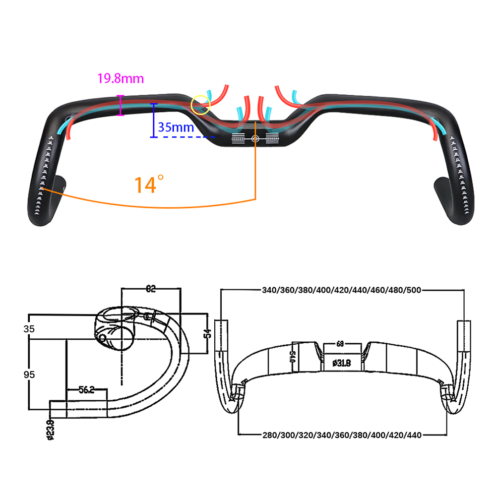 Lift 35mm Gravel Carbon Bicycle Handlebar T1000 Aero Handlebar Ultra ...