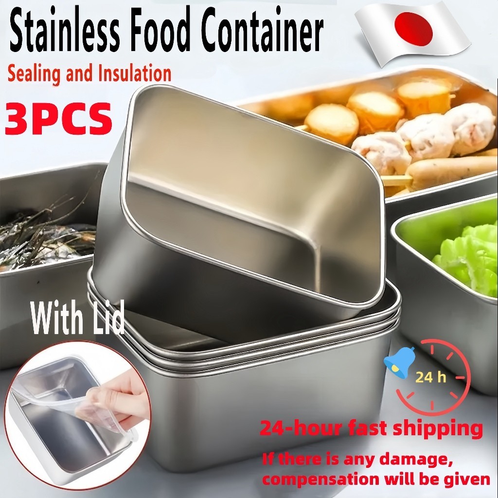 304 Stainless steel Food Container Box Storage Food with Lid Picnic Box ...