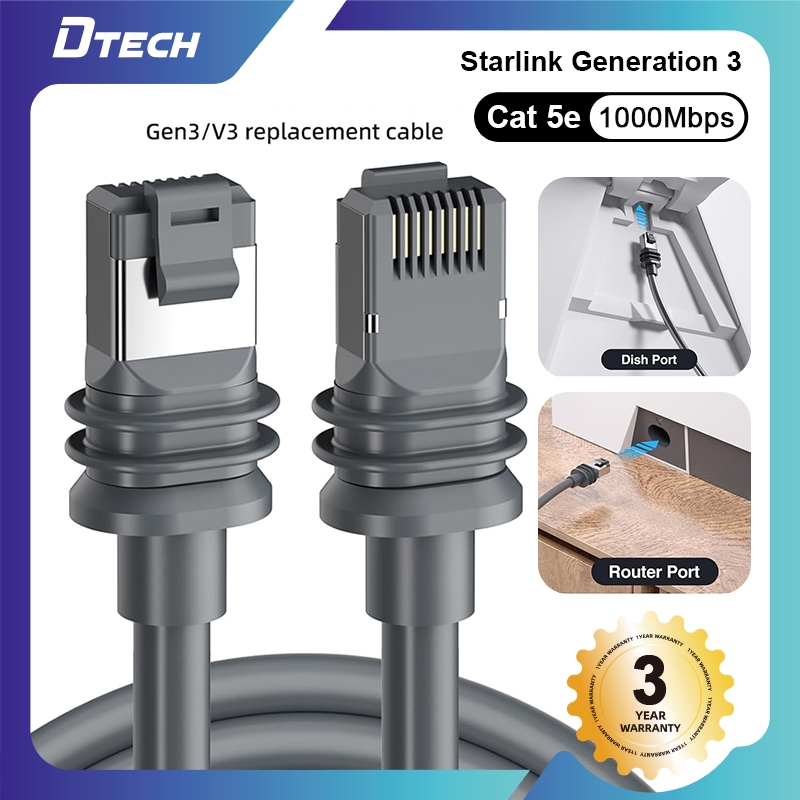 DTECH Starlink Gen 3 Cable Satellite Replacement Standard V3 Cable Ethernet Cable Fast RJ45 ...
