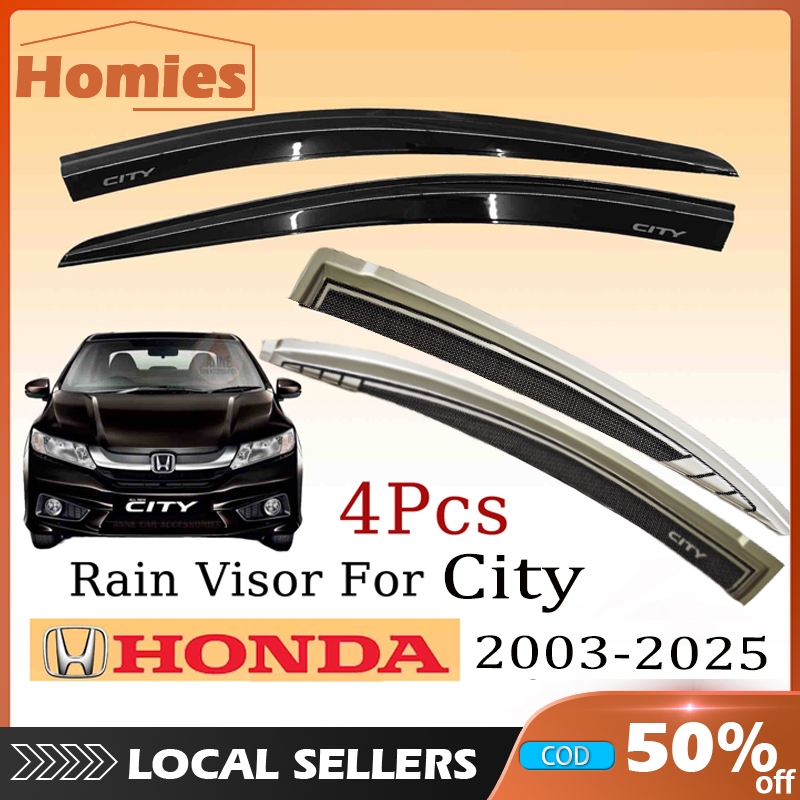 4Pcs Rain Visor for HONDA City 2003 - 2025 Door Visor Rain Guard Window ...