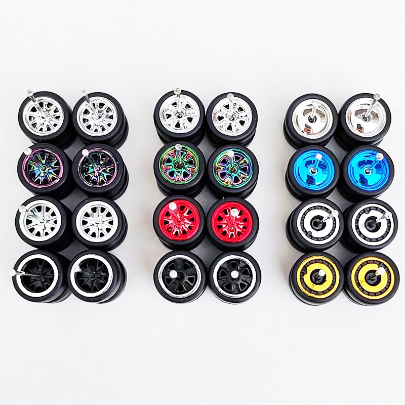 1/64 Mini Car Wheels 11mm Tires Tyres 1:64 Model Cars Rims Disc and ...