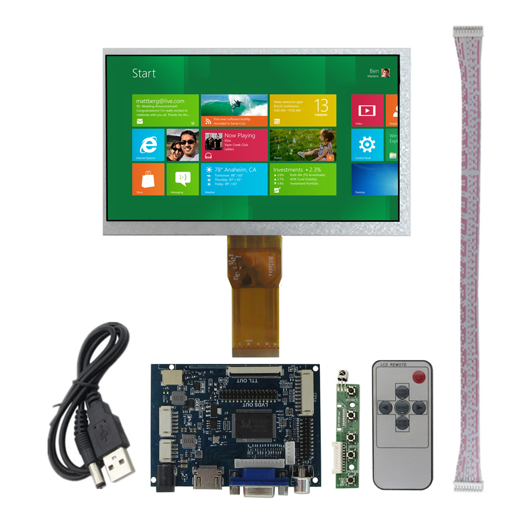 7-Inch 1024x600 Portable LCD Display Screen Kit with HDMI/VGA/AV Inputs ...