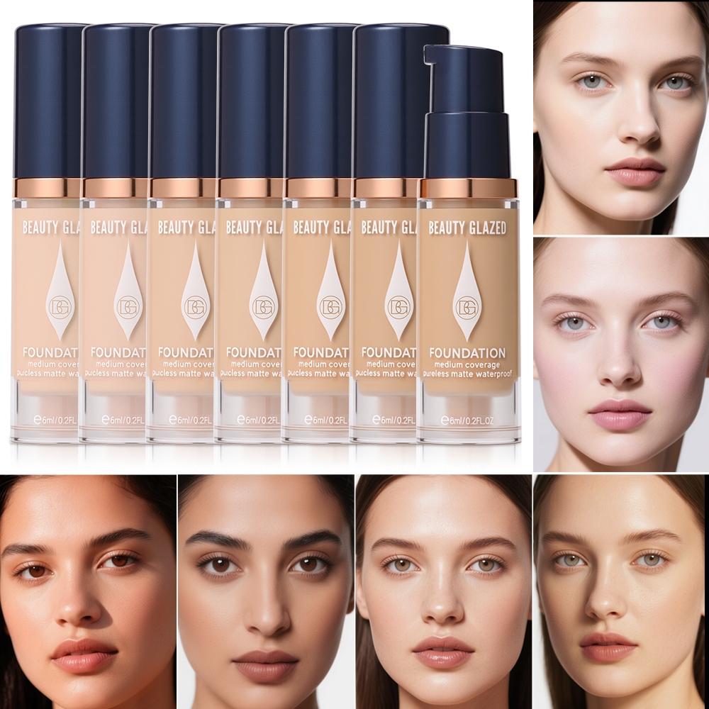 BEAUTY GLAZED Liquid Foundation Matte Natural Full Coverage Long ...
