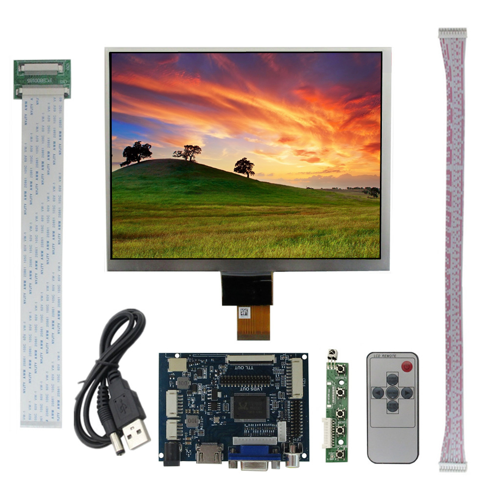 8-inch 4:3 IPS Portable DIY LCD Monitor Kit with HDMI/VGA/AV Driver ...