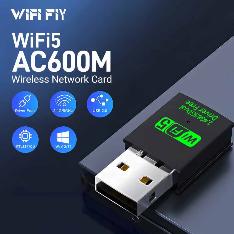 WIFI FIY Mini USB WiFi Adapter 600Mbps Realtek Driver Free WiFi ...