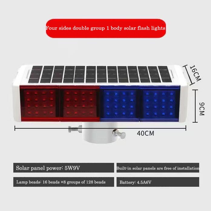 Red and blue solar warning strobe lights road traffic safety flash lights night construction ...