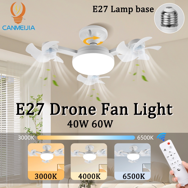 E27 Drone Fan Light with Remote Dimmable Tricolor LED Fan Ceiling Light ...