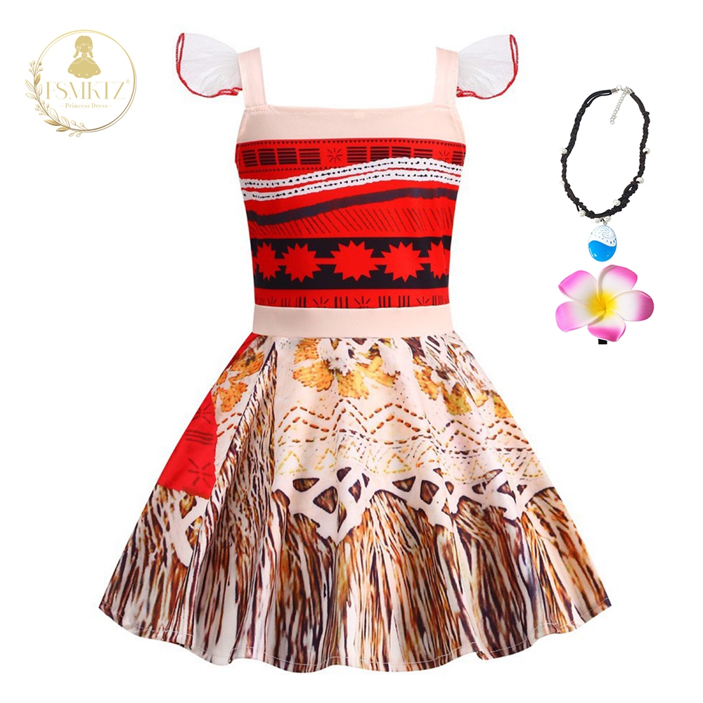 FSMKTZ Girls Mona Ocean Princess Cosplay Costume for Childs Fairytale ...