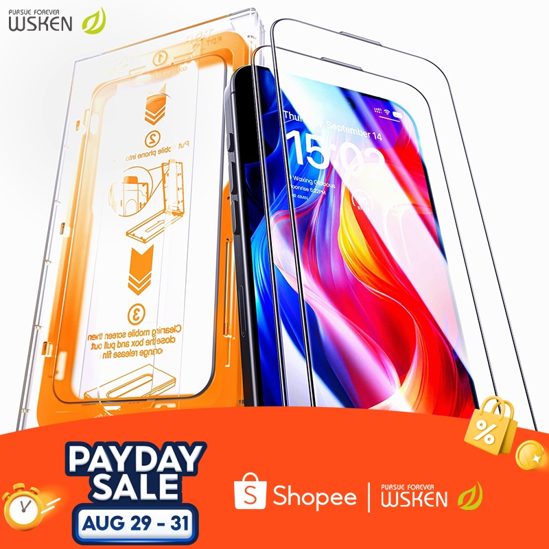 WSKEN 24°Privacy/HD Tempered Glass For iPh16ProMax/15/14/13 Full ...