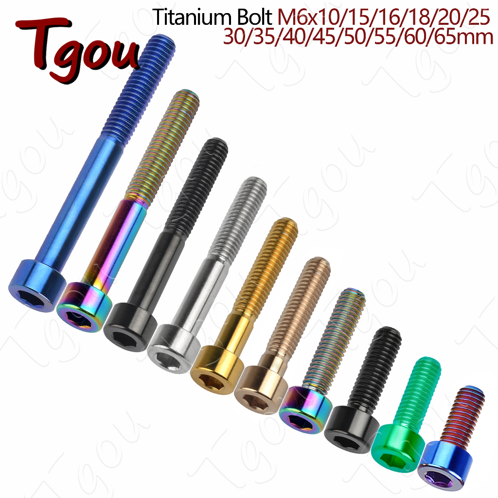 Tgou Titanium Ti Bolts M6x10/15/18/20/25/30/35/40/45mm Cylindrical head ...