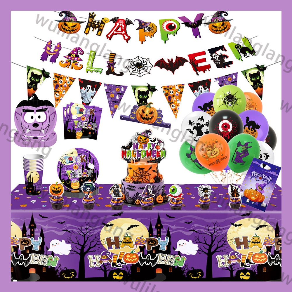 New Purple Halloween Banner Balloon Set Purple Halloween Theme ...