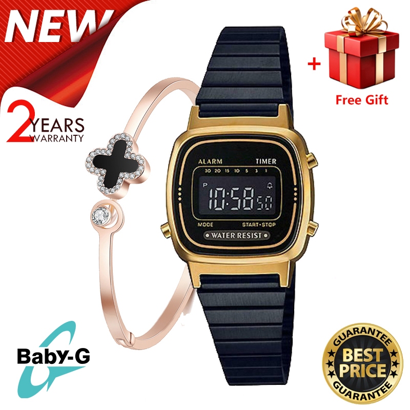 ( 2 YEARS WARRANTY ) Baby-g Vintage (LA670WEGB-1B) Gold Stainless Steel ...