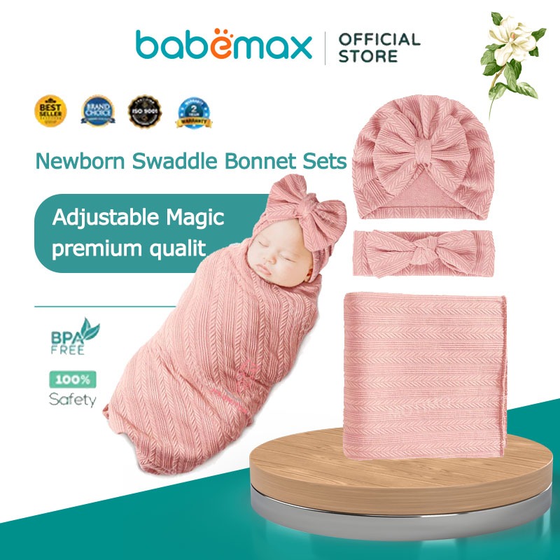 3pcs/set Newborn Swaddle Bonnet Baby Swaddling Clothes Wrap Set Soft ...