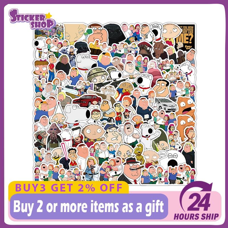 100pcs Family Guy Stickers Kawaii Girls Kids Anime Decals Toy Graffiti ...