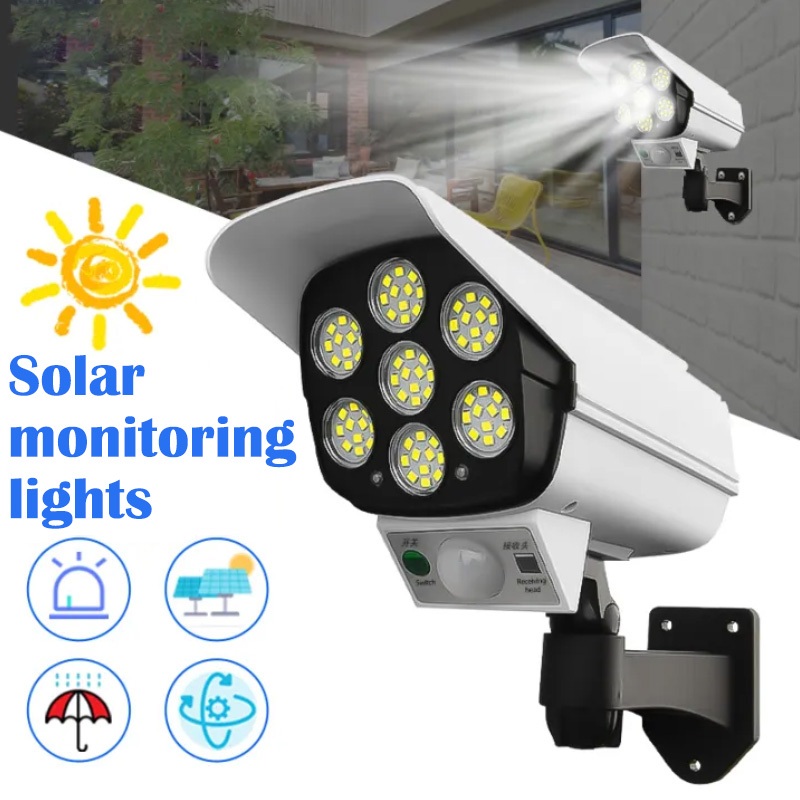 Solar Light Motion Sensor Security Dummy Camera Wireless Outdoor Flood ...