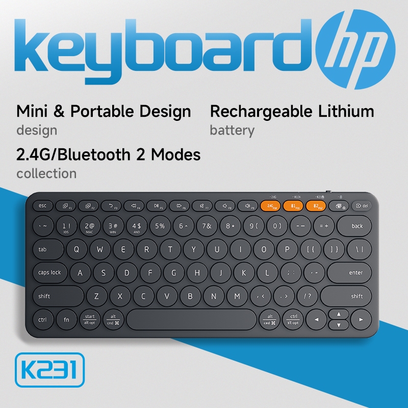 HP Wireless Keyboard | 2.4G+Bluetooth Dual Mode | 30-Day Battery | Mini ...