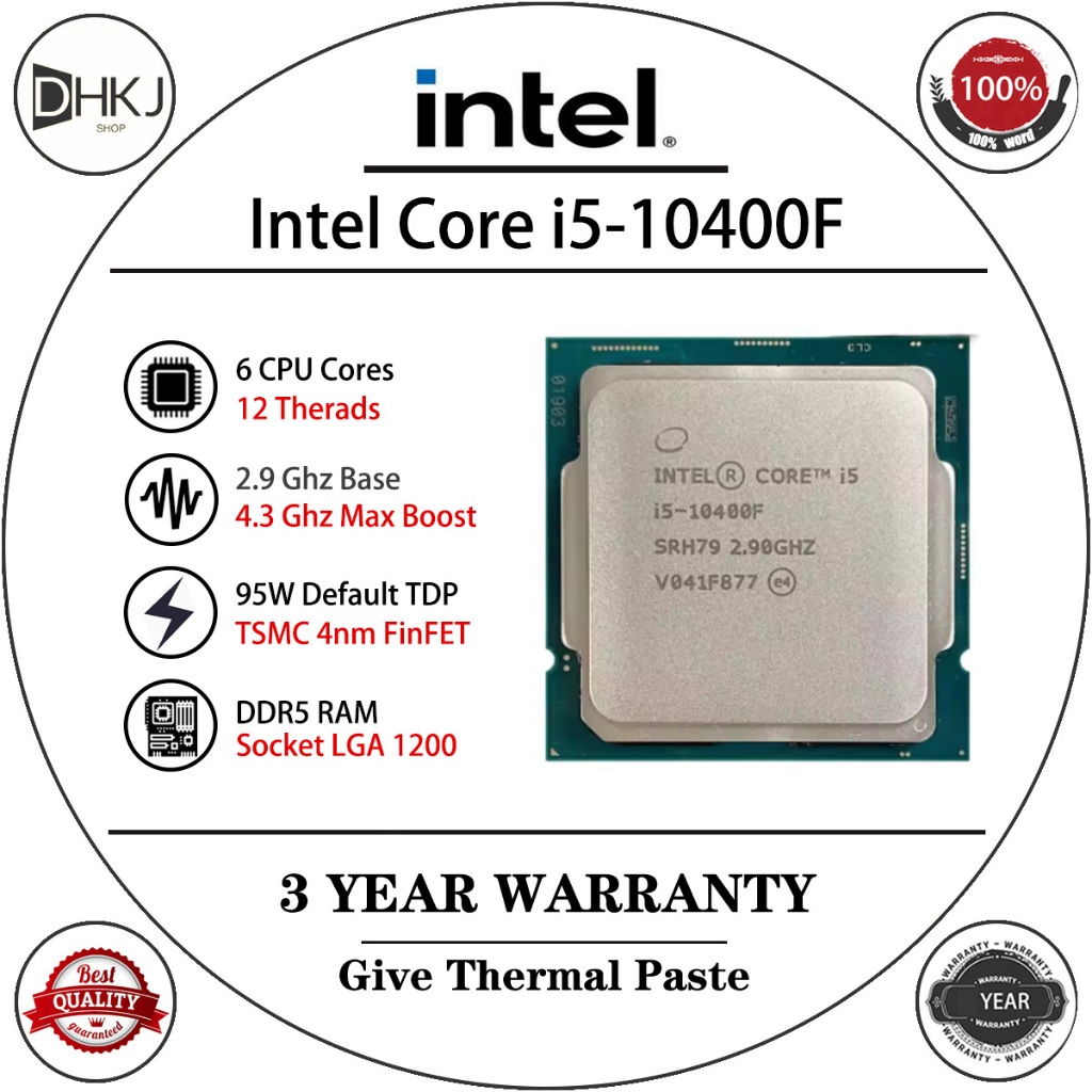 USED Intel Core i5-10400F i5 10400F 2.9 GHz Six-Core Twelve-Thread CPU ...
