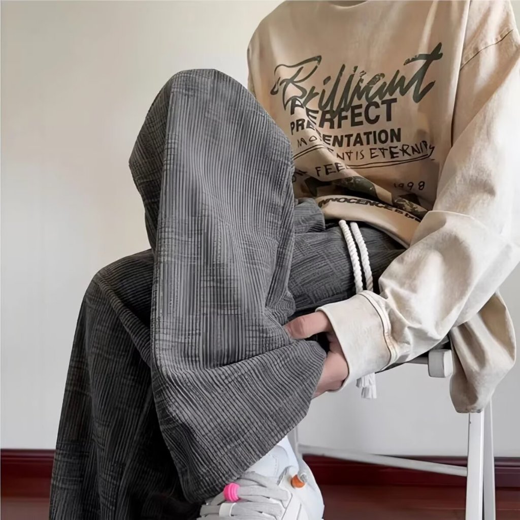 CabinFashion Stretchable Fashion Baggy Straight Cut Slacks Slocks ...