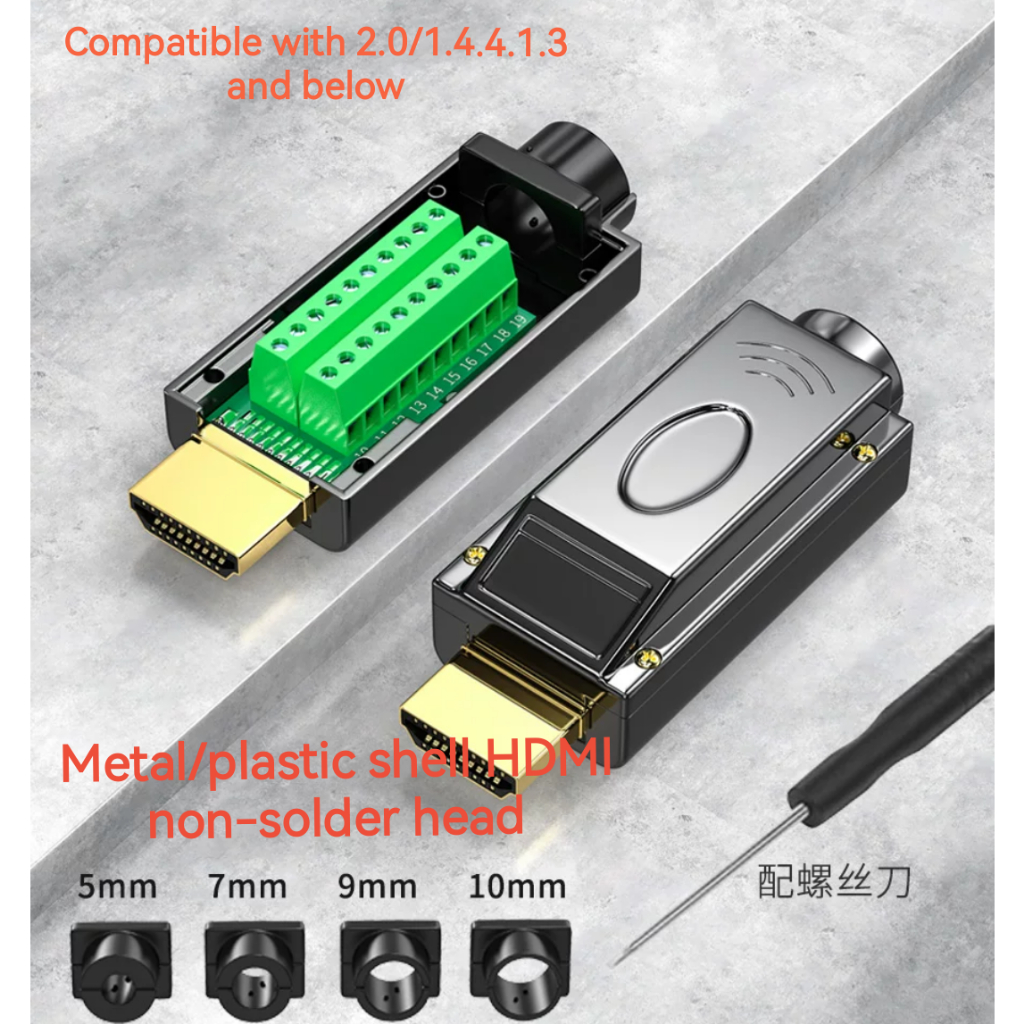 HDMI 2.0 Connector Solder-Free HD Wire Connector HDMI Solder-Free Head ...