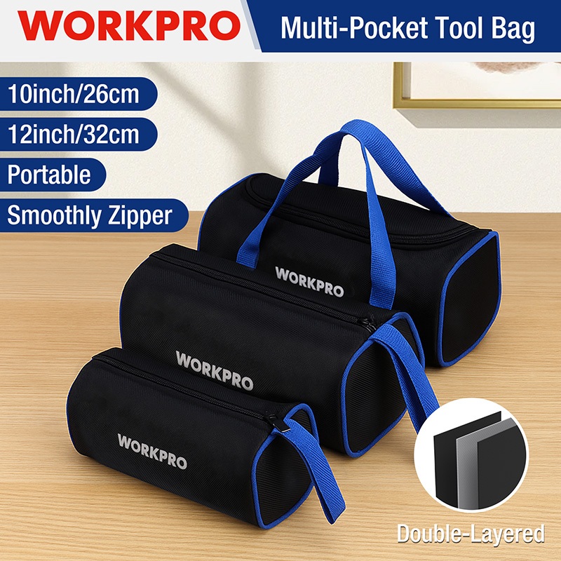 WORKPRO 10/12 Inch Multifunction Electrician Tool Bag Multi-Pocket ...