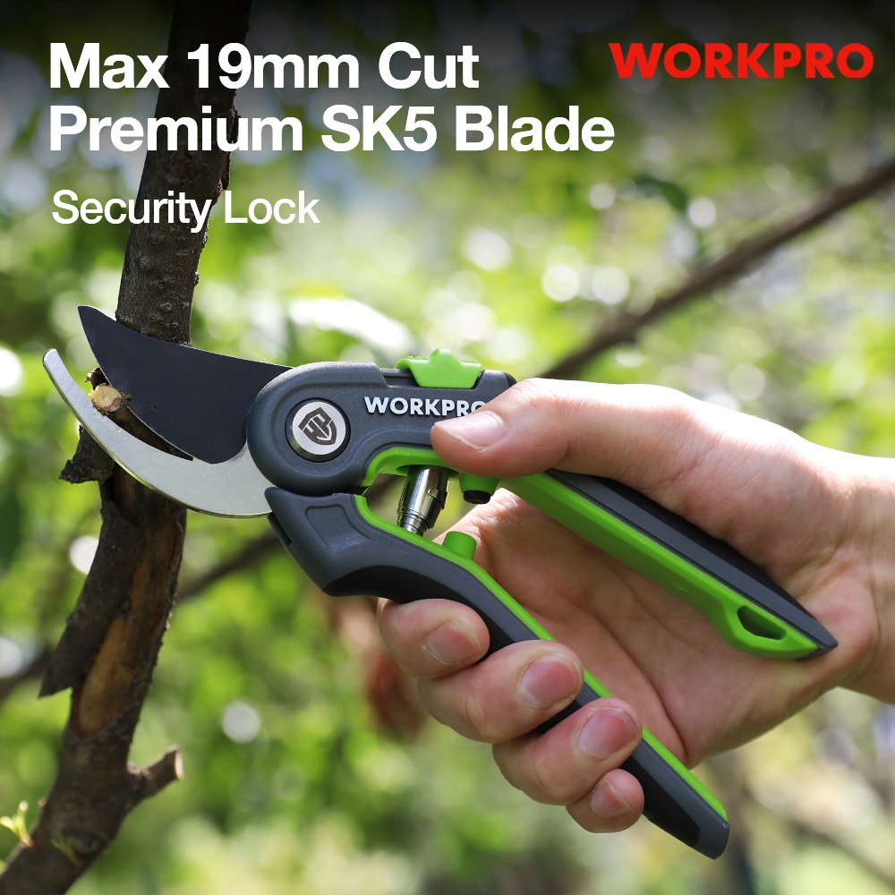 Workpro Bypass Pruning Shears, 8" Stainless Steel Gardening Hand Pruner, Professional Garden ...