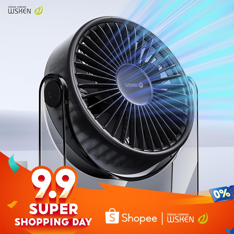 WSKEN Desk Fan 3 Speeds Strong Wind Connect USB For Use Electric Fan ...