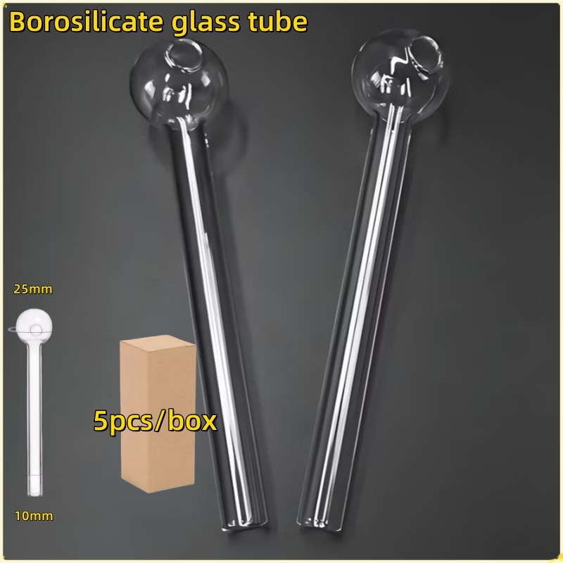 【5pcs】 10cm Transparent Glass Pipe, Handheld Water Pipe with Oil Burner ...