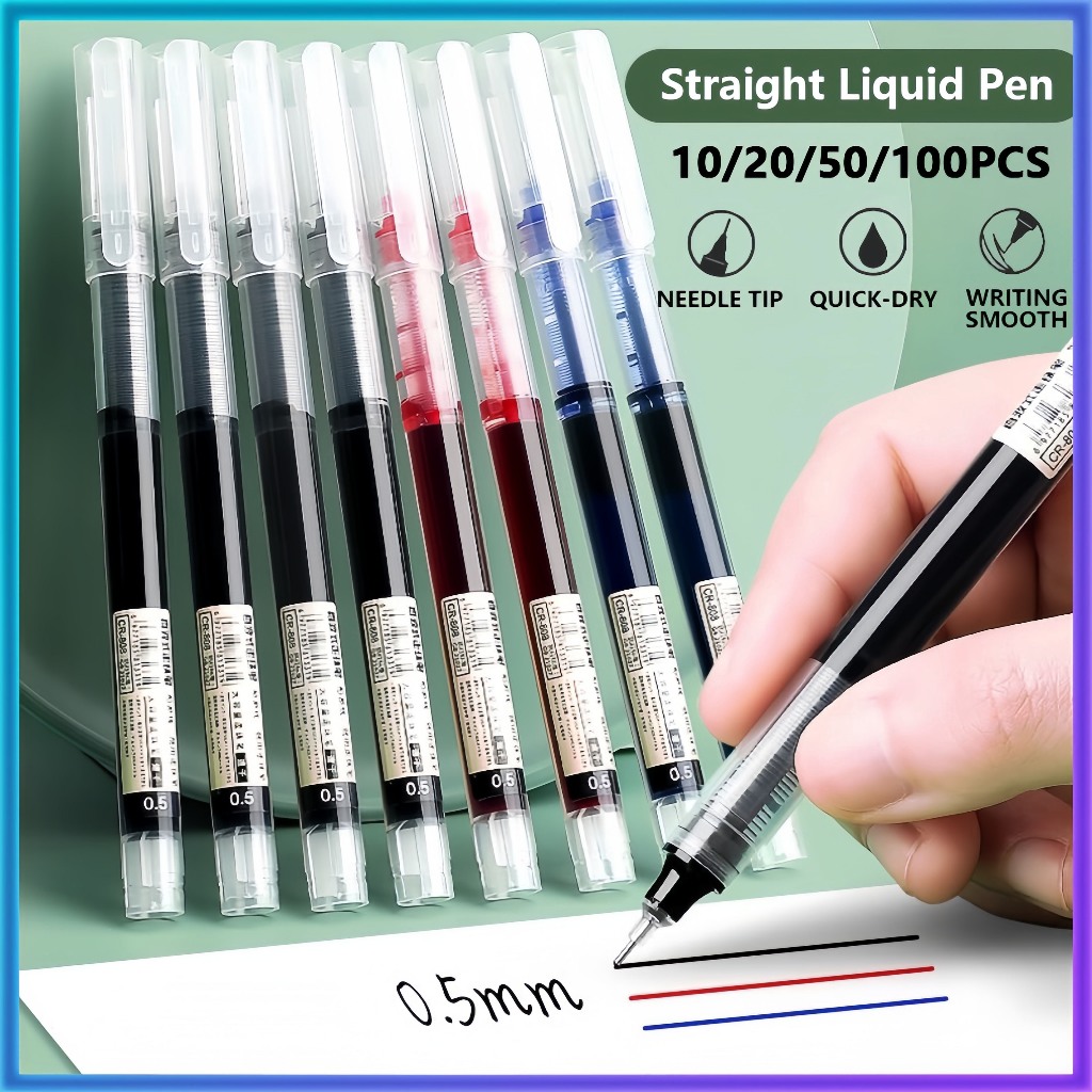 10/20/50/100Pcs Gel Pen Straight Liquid Pen 0.5mm Ballpen Neutral Quick ...