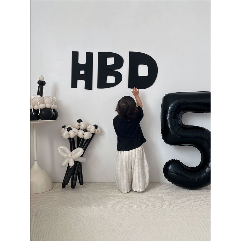 Silver Black Birthday Banner Party Balloons Background HBD Letter ...