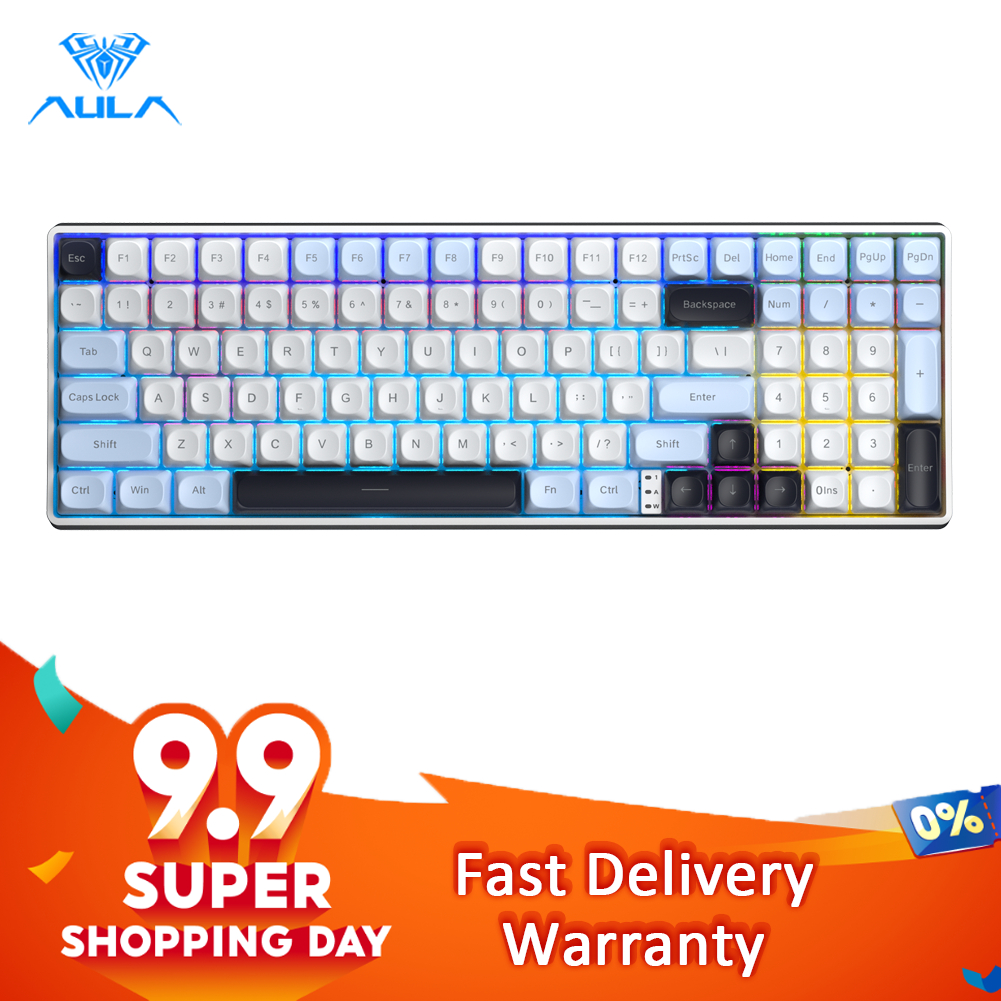 AULA S100 S100PRO Mechanical Keyboard 99 Key Mixed Light PBT Keycaps ...