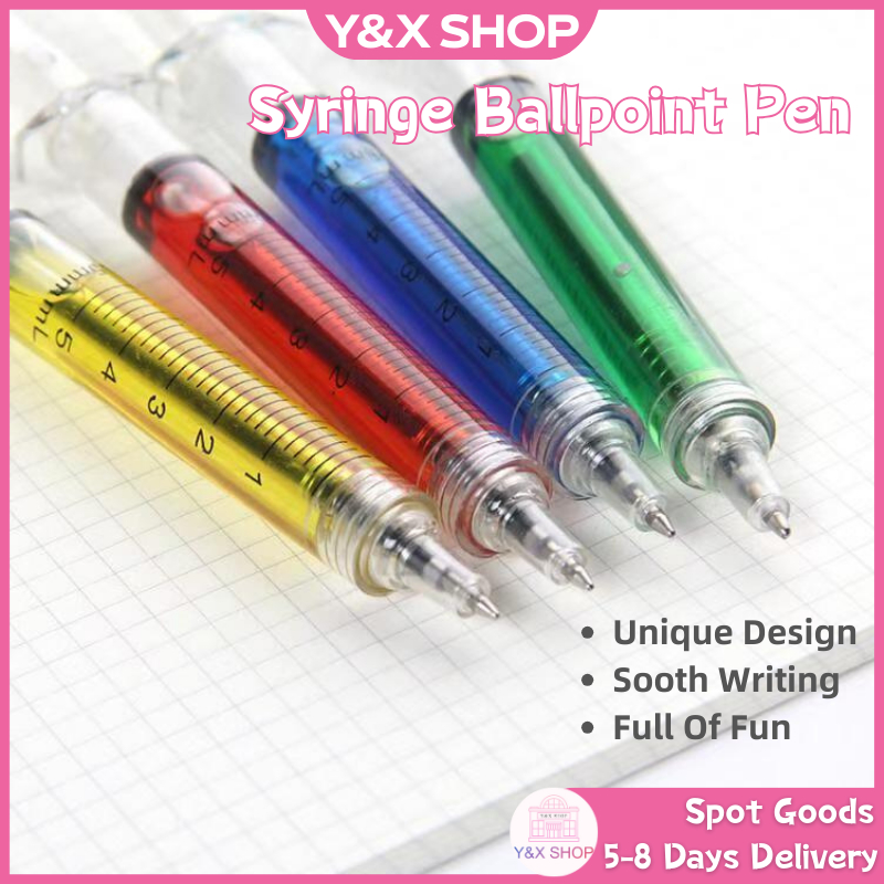 Y&X Syringe Ballpoint Pen Multi-Color Liquid Syringe Needle Tube Cute ...