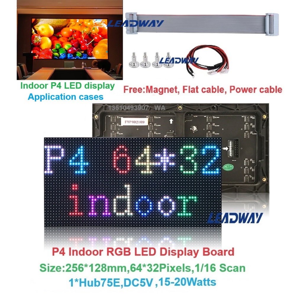 P4 Indoor Full Color LED Display Signboard Led Wall Screen Panel LED ...