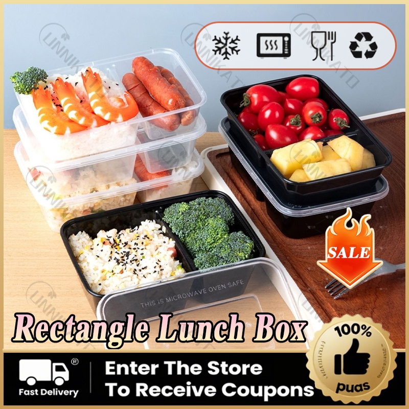50Pcs Bento Box Disposable Food Packaging Lunch Box Disposable Plastic ...