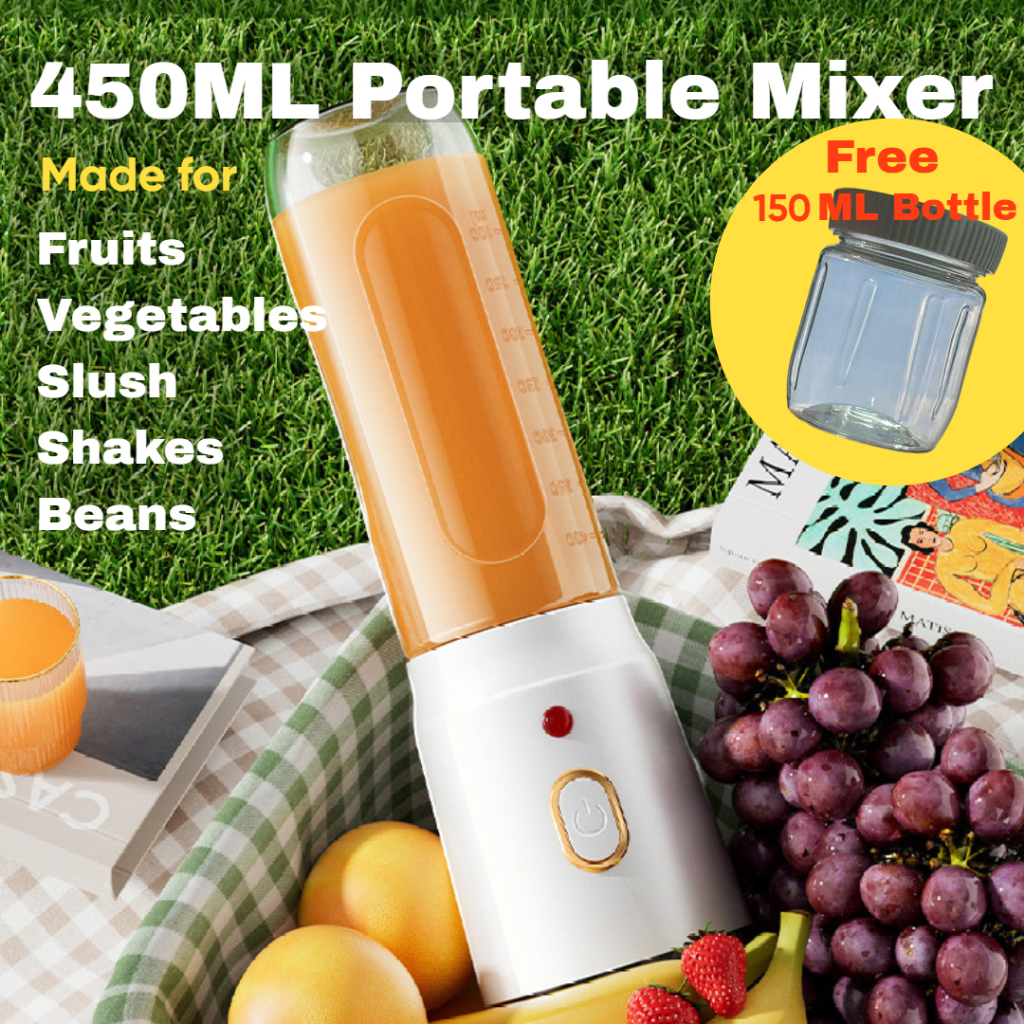 2 Bottles Portable Juicer Mini Blender for Shake Ice Crusher Fruit ...