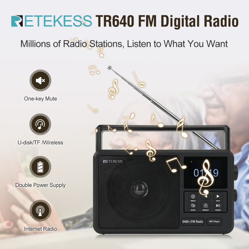 Retekess TR640 WI-FI Internet Radio FM Portable DAB Wireless Connection ...