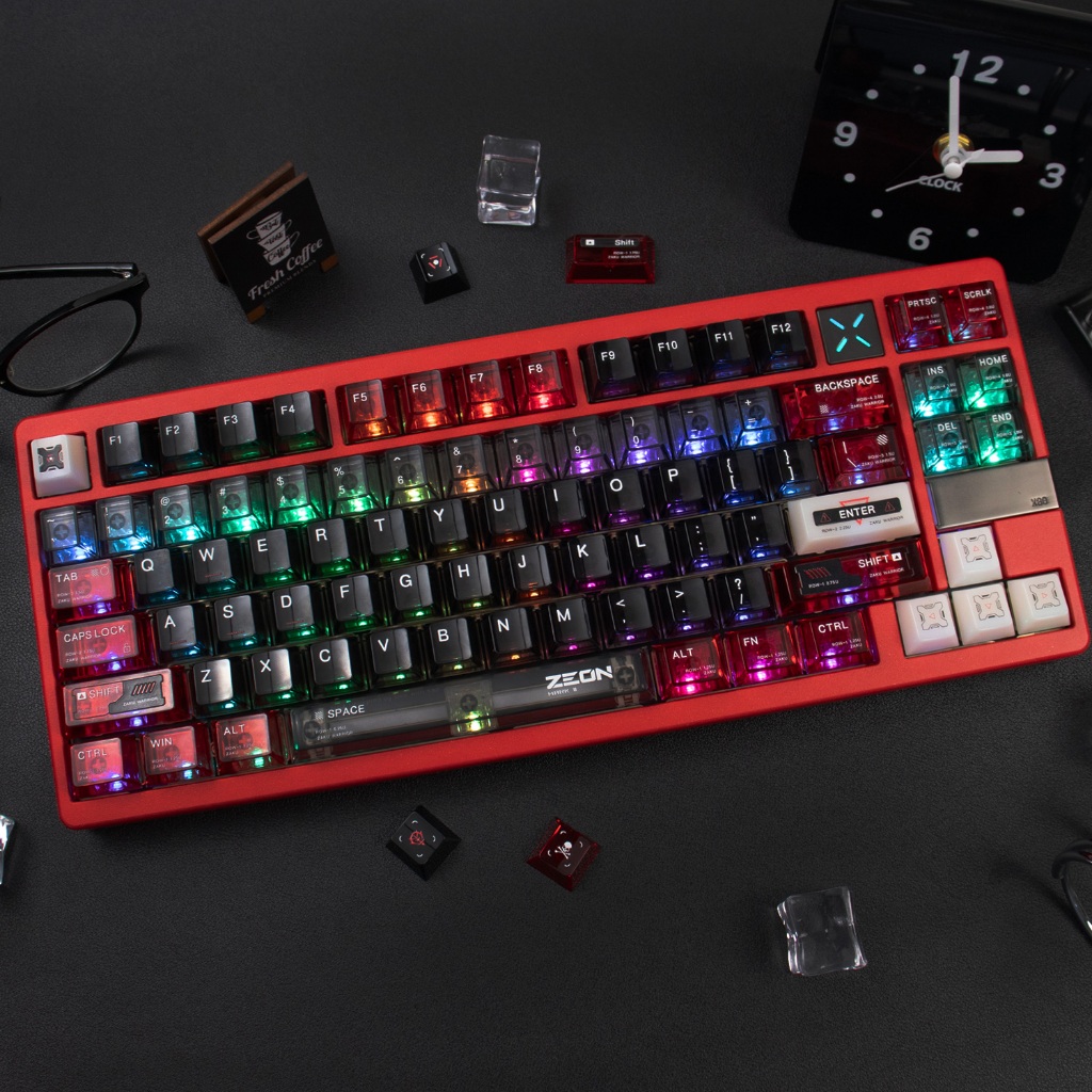 ZAKU keycaps cherry profile Black Red Transparent keycap for Mechanical ...