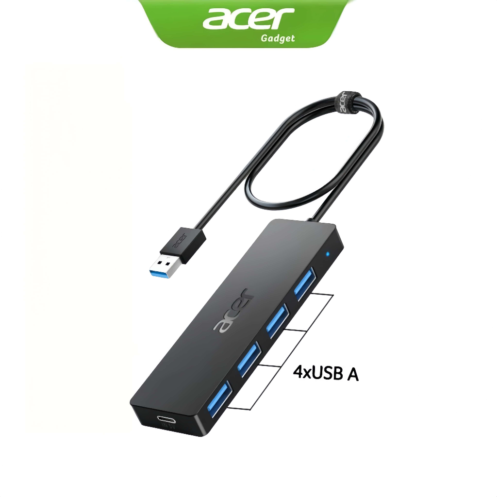 acer USB A Hub 4 Ports, Multiple USB 3.0 Hub, USB Splitter with Type C Power Port for Laptop ...