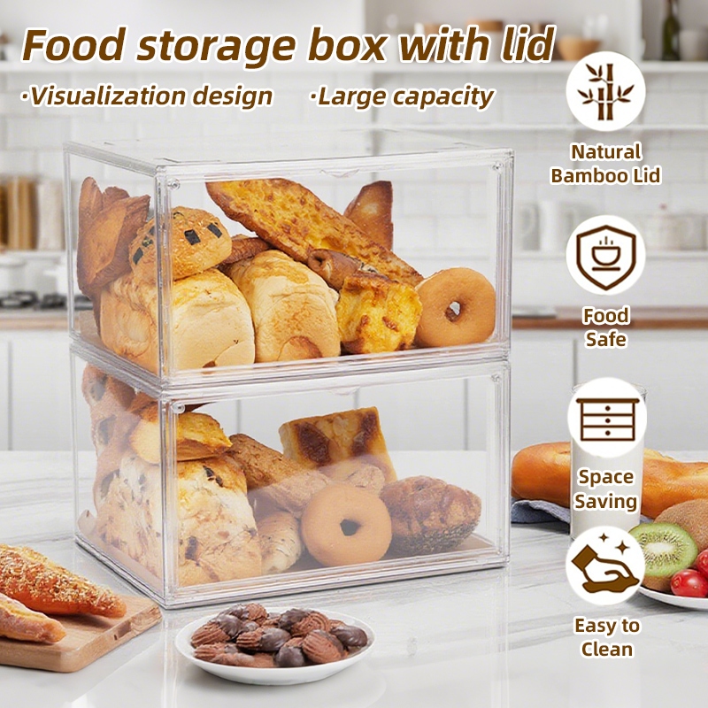 Heavy-Duty Acrylic Food Display Case Large for Cake, Fruits, Snacks ...
