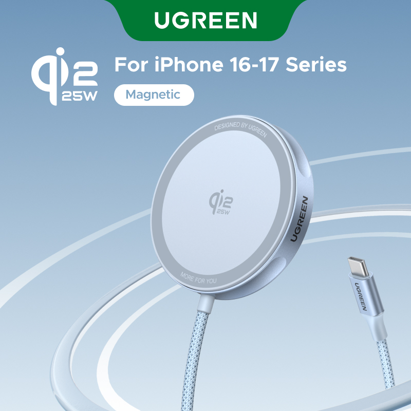 【Qi2 25W】UGREEN MagFlow Magnetic Wireless Charger 25W Fast Charging Pad with Braided Cable ...