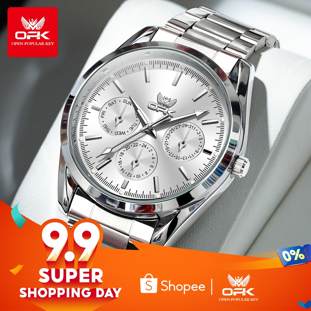 OPK Watch For Men Waterproof Original Stainless Steel Quartz Luminous ...