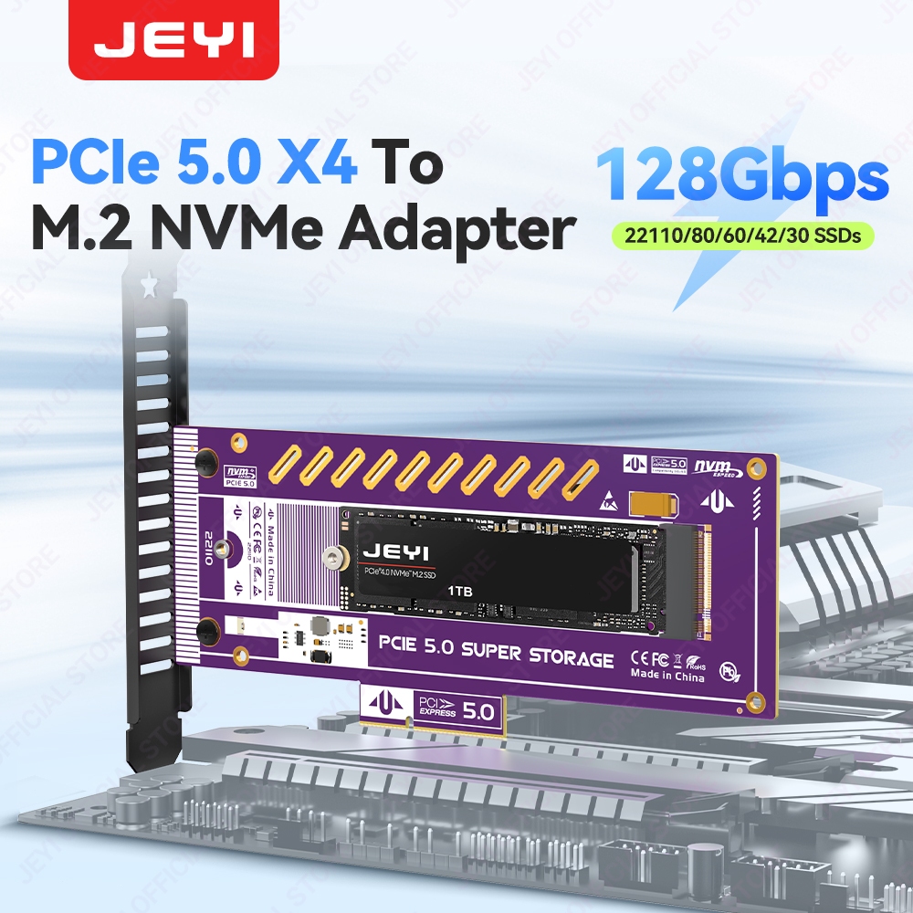 JEYI PCIe 5.0 to M.2 NVMe Adapter Card 128Gbps Ultra Speed Supported x4 ...