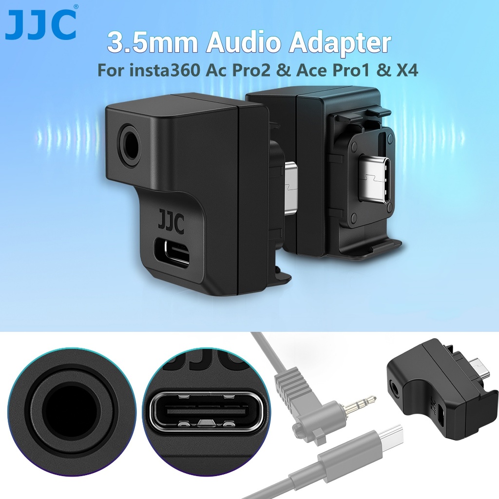 JJC Audio Adapter for Insta360 Ace Pro 2/ Ace Pro 1/ X4 Action Camera 3 ...