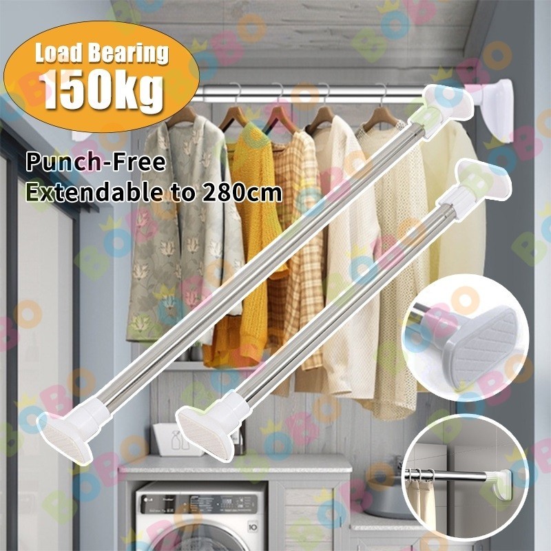 Retractable drilling-free rod telescopic curtain rod clothesline ...