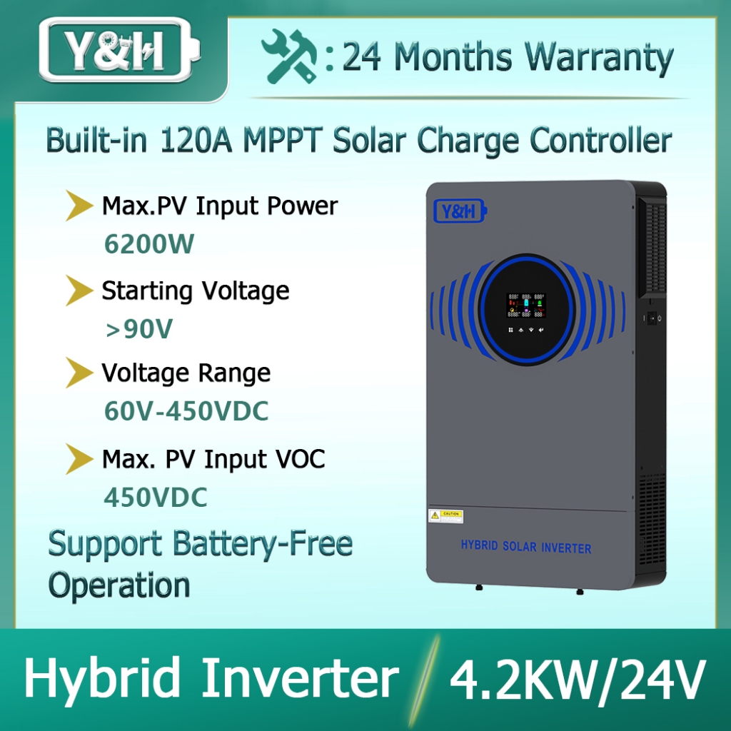 Y&H Solar Hybrid Inverter 4200W 24VDC Built-in Air Switch and Lightning ...