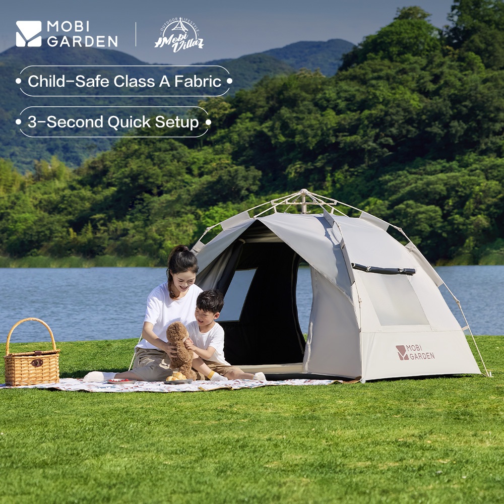 MOBI GARDEN 3-Second Quick Opening Of Vinyl Tent 130 Family Park Tent ...