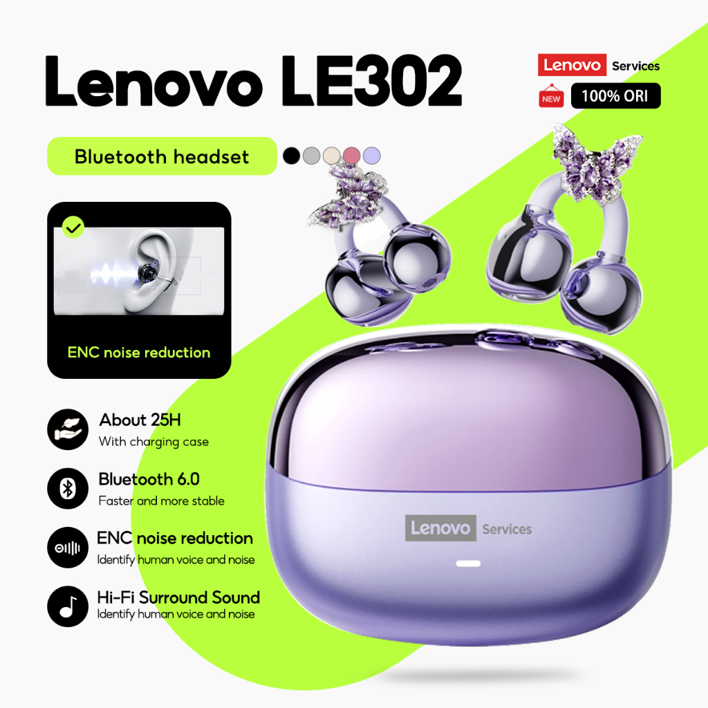 Lenovo LE302 Bluetooth Wireless Earbuds TWS Ear Clip Type Earphone ...