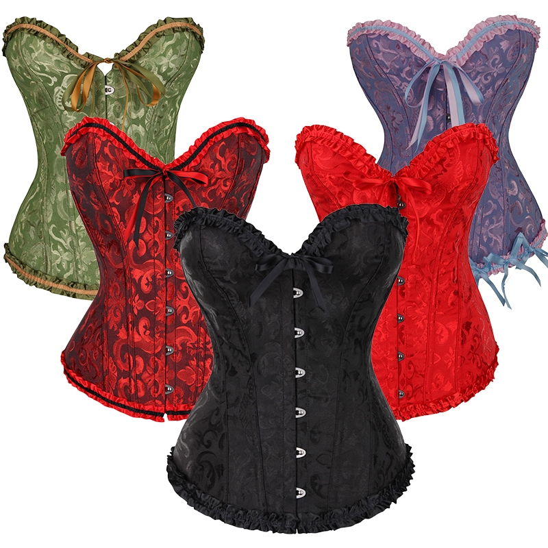 Women Sexy Lace up Overbust Corset Top Corsets and Bustiers Korse ...