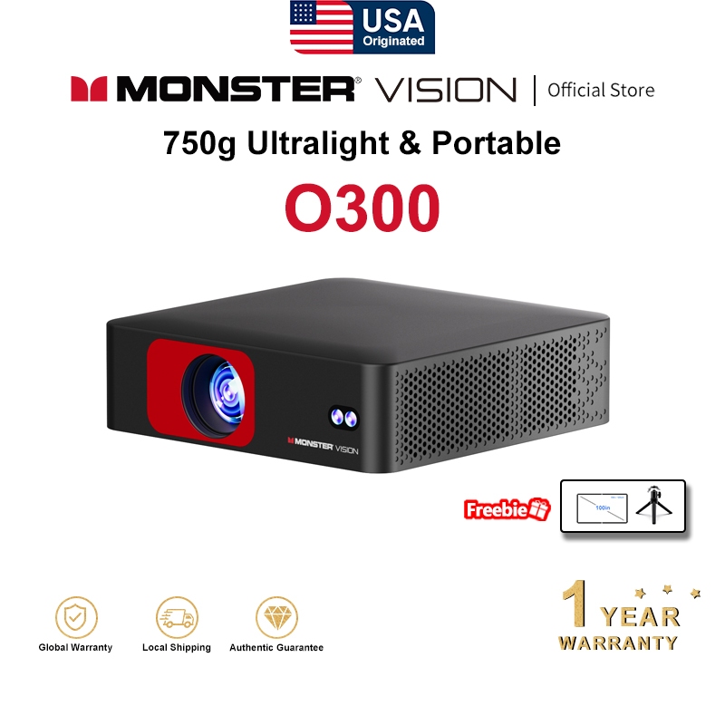 MONSTER O300 Android 1080P Decoding Projector WiFi6 Fully Auto Focus ...